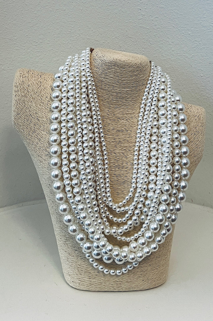 Chunky multi strand pearl necklace store